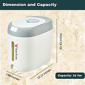 Kitchen Airtight Food Storage Container with Lid for Rice, Cereal, Flour, Sugar, Grains and Dog Food Storage - 22 lbs, Grey