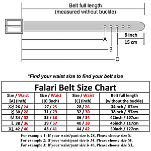 Falari Women Genuine Leather Belt Fashion Dress Belt With Single Prong Buckle 6028-Black-M