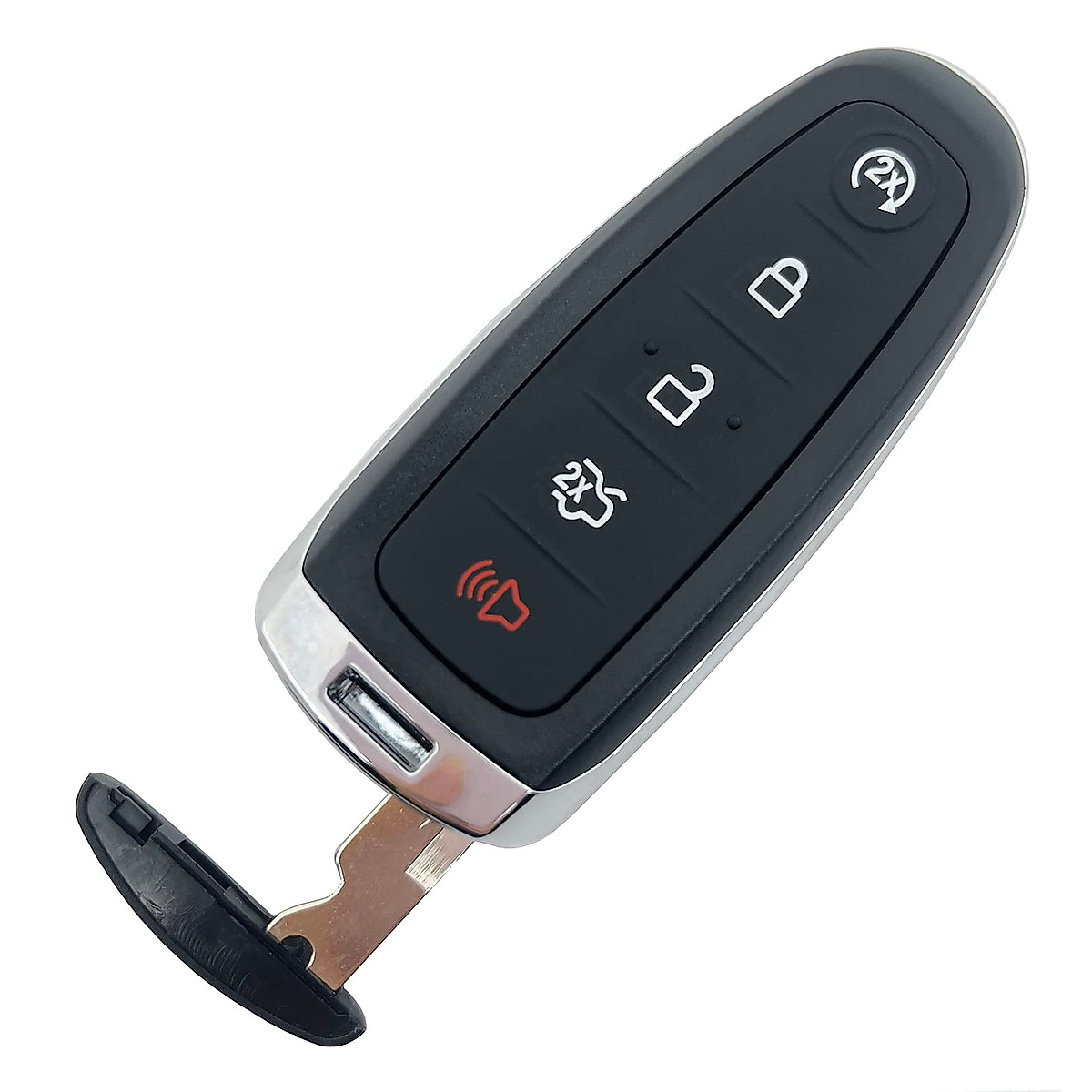 Replacement Key Fob Case Shell Fit for Ford Edge Escape Explorer Focus Flex Taurus Fusion Keyless Entry Smart Remote Key Fob Cover Casing with Uncut Blade Blank (Black)