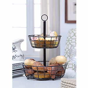 SunnyPoint 3 Tier hanging Fruit Basket, Black Coating