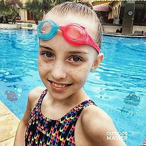 OutdoorMaster Kids Swim Goggles 2 Pack - Quick Adjustable Strap Swimming Goggles for Kids - B