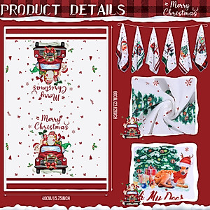 Oudain Sets of 6 Christmas Kitchen Towels and Dishcloths Xmas Winter Santa Christmas Tree Snowman Truck Dish Kitchen Hand Towels Kit Novelty Gifts for Party Supplies