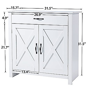 AVAWING Kitchen Sideboard Buffet Cabinet, Modern Farmhouse Kitchen Storage Cabinet with Drawer and Adjustable Shelf, Coffee Bar Cabinet for Kitchen, Dining Room, Bathroom, Entryway, White