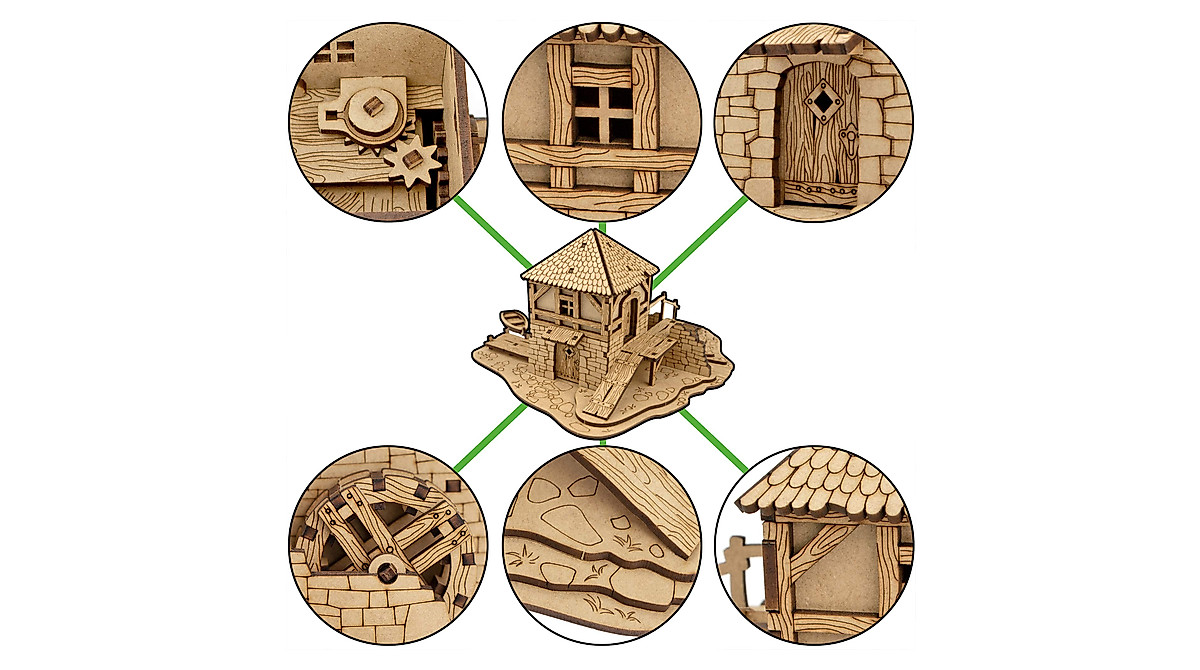 TowerRex Wooden Watermill - DND Terrain for RPGs