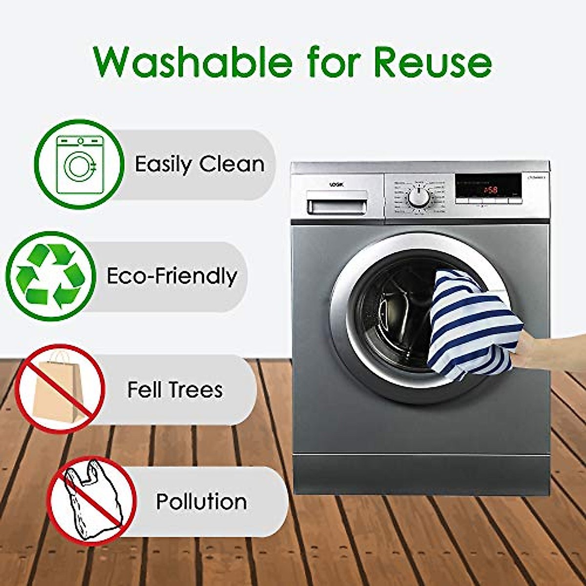 BeeGreen Reusable Grocery Bags Shopping Bags Groceries Totes 12 Pack 50LBS Foldable Fashion Bags w small bag Geometry Large Grocery Bags w handles Bulk Washable Heavy Duty Polyester Fabric Cloth