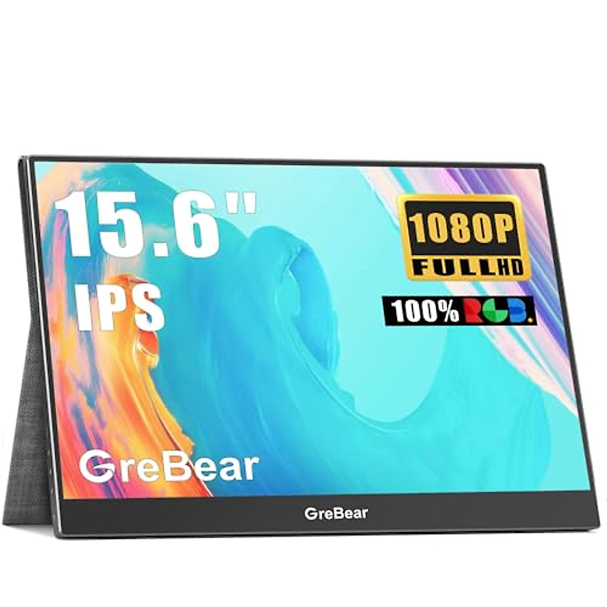 15.6" Portable Monitor FHD 1080P Travel Gaming Monitor HDR IPS Laptop Second Screen USB-C HDMI Magnetic Protective Cover & Dual Speakers, Computer External Display for PC Phone Xbox Switch PS4/5