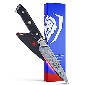 Dalstrong Paring Knife - 3.5 inch - Shogun Series ELITE - Damascus - AUS-10V Japanese Super Steel Kitchen Knife - Vacuum Treated - Vegetable, Fruit Knife - Razor Sharp Cooking Chef's Knife - w/Sheath