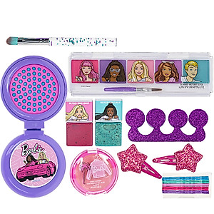 Barbie - Townley Girl- 11 Pcs Makeup Filled Sling Chain Bag with Peel- Off Nail Polish, Eyeshadow, Hair Accessories, Body Glitter & More| Makeup Kit for Kids & Girls| Ages 3, BB0137GB