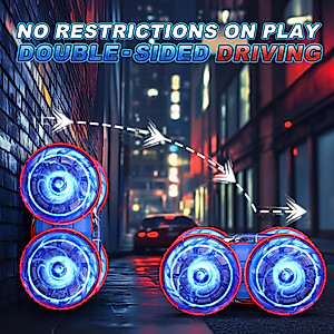 fygurso Waterproof Remote Control Car，4WD Amphibious 2.4 GHz RC Car Remote Control Boat，360°Rotation RC Stunt with LED Lights，Boys Girls Gifts All Terrain Water Beach Pool Toy