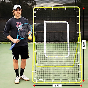 Rukket Tennis Practice Rebounder Net, 4x6 Rebound Wall for Tennis & Racquet Sports Ball, Portable Backboard for Indoor & Outdoor Training