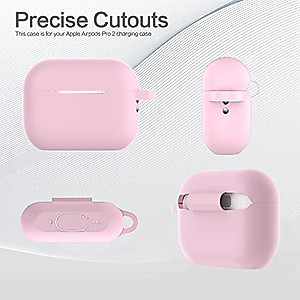 BOBEN AirPods Pro 2nd Generation Case Cover 2022 Silicone AirPods Pro 2 Case Cover with Lanyard and Keychain [Wireless Charging & Front LED Visible] (Pink)