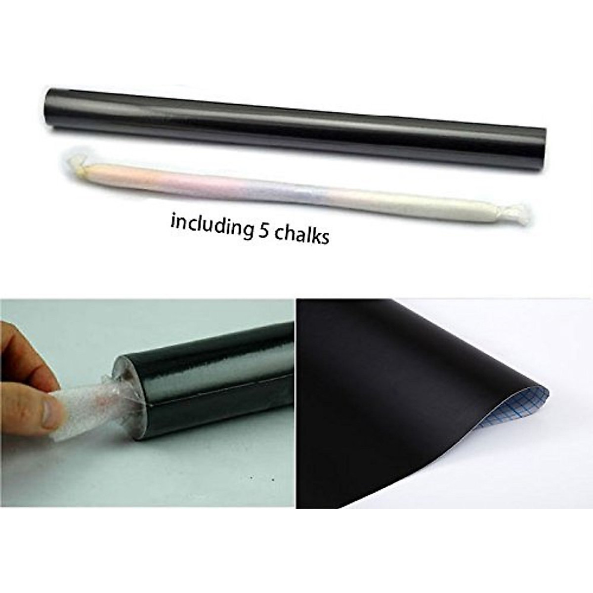 Chalkboard Contact Paper Decal Wall Sticker Adhesive Blackboard, TAKSDAI 2 Rolls Removable Vinyl Chalkboard Wallpaper Peel and Stick, with Bonus 10 Colorful Chalks, Each Roll 17.7'' × 78.7''