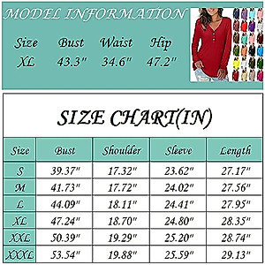 Long Sleeve T Shirts for Women Solid Novelty Henley Neck V-Neck Pink Tops Fall Cotton Blouse Loungewear Tees Shirts Collar Sweatshirts Trendy Blusas De Mujer Elegantes Watermelon Red L