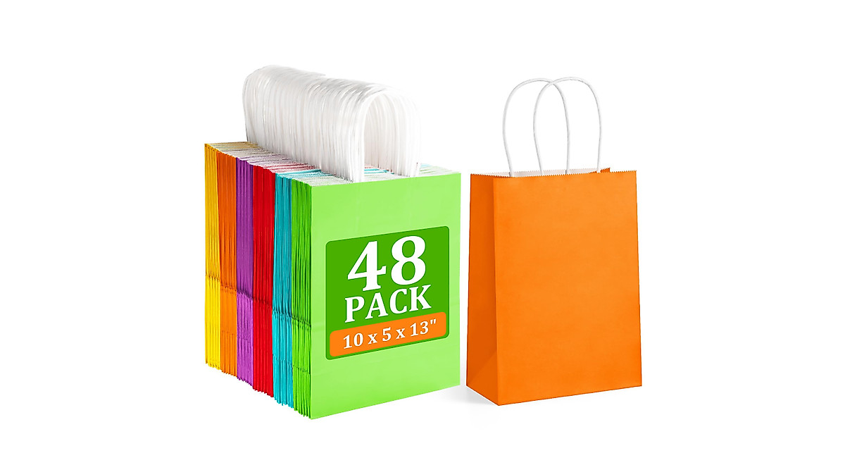 Rainbow Gift Bags Pack - 48 Eco-Friendly Party Favor Bags