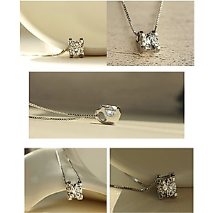 S925 Sterling Silver AAAAA Australia Crystal Round Cut Solitaire 0.8 Carat (6.0mm) CZ Dainty Box Chain Choker Necklace for Women