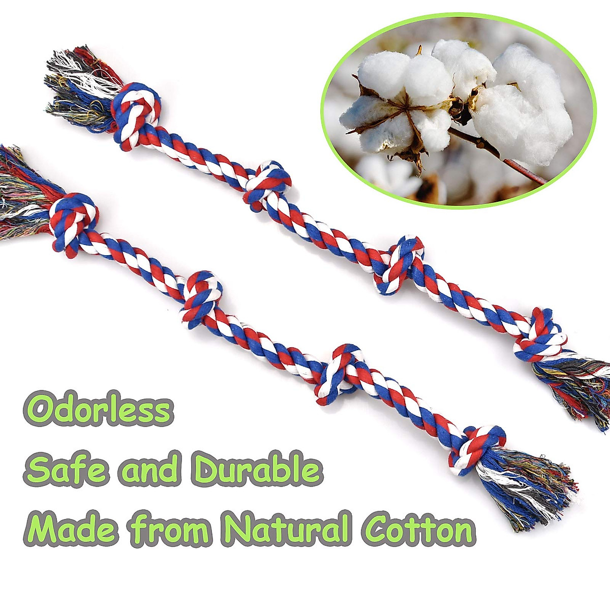 LECHONG Rope Dog Toys for Aggressive Chewers Large Breed Medium Breed, Small Dog Puppy Teething Chew Toys Heavy Duty Dental Dog Rope Toys Prevents Boredom and Relieves Stress