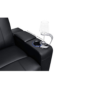 Valencia Piacenza Home Theater Seating | Premium Top Grain Nappa 9000 Leather, Power Recliner, LED Lighting (Row of 2 Loveseat, Black)