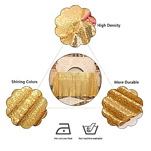 Juya Delight 50" x 80" Bright Gold Rectangle Sequin Tablecloth for Party Dinner Banquet Festival Wedding Anniversary Exhibition Dessert Table