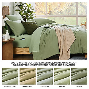 WRENSONGE Twin Comforter Set- 5 Pieces Sage Green Bed in a Bag, All Season Twin XL Bedding Sets with 1 Fitted Sheet, 1 Flat Sheet, 1 Pillow Sham and 1 Pillowcase