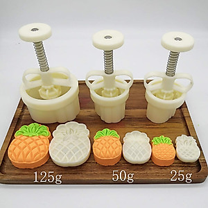 2pcs 25g Cookie Stamps Pineapple Shape, Thickness Adjustable Moon Cake Mold Set Festival DIY Hand Press Cookie Dessert Cutter Pastry Decoration Tool Maker