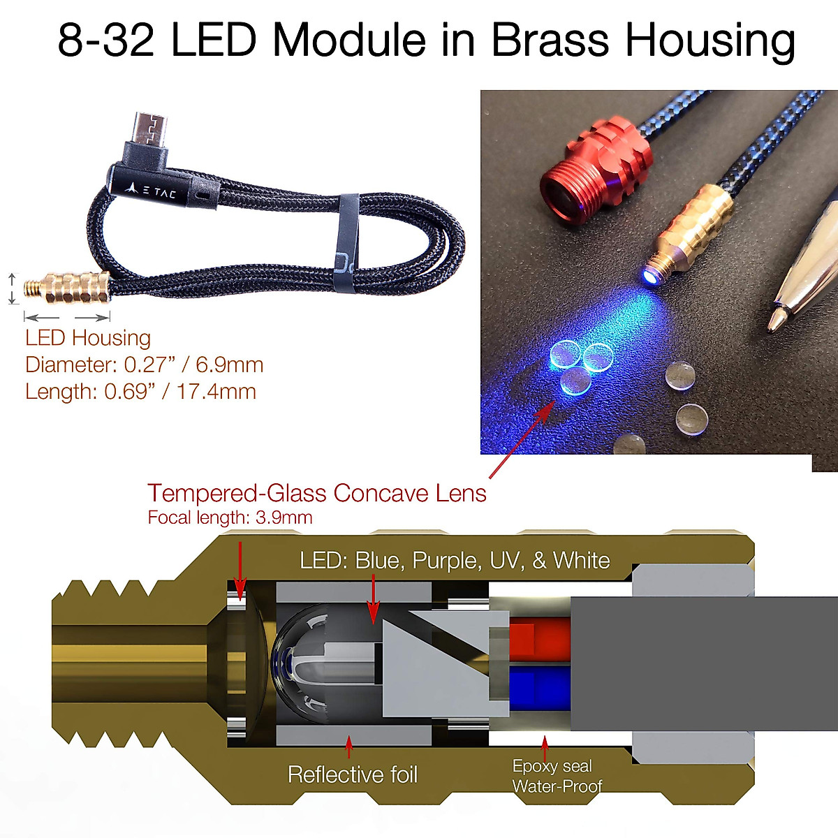 LED Module for E-Tac Light Bow Sight Light 8-32 Thread Shrewd (Purple)