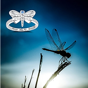 Sterling Silver Dragonfly Urn Ring Always in My Heart Women Ring Animal Memorial Keepsake Cremation Ash Jewelry for Loss of a Loved One