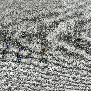 Jenxnjsjo Eyebrow Rook 16g Piercing Jewelry Rings for Women Vertical Labret Lip Hood 16 Gauge Curved Barbell Snug Earrings Belly Button Snake Frog Eyes Vch Bridge Cartilage Daith Surface Anti Tragus