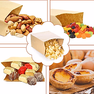 Brown Paper Bags for Snacks,50 Pack, Greaseproof Kraft Paper Bags, Recyclable, and Biodegradable, Small Brown Paper Bags For Popcorn, Cookies, Fries, Crafts, Gift Wrapping Bag in Bulk