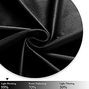 SPXTEX Black Velvet Blackout Curtains for Living Room 84 inches Long Sliding Door Curtains Heavy Velvet Curtains for Bedroom Thermal Insulated Velvet Curtains Grommet Velvet Drapes Set of 1 Panel