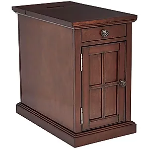 Ball & Cast Traditional End Table with Charging Station Chair Side Table with USB Ports & Outlets, Dark Brown