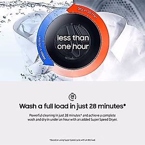 SAMSUNG 4.6 Cu Ft AI Smart Dial Front Load Washer, Large Capacity Machine, Stackable for Small Spaces, 28 Min Super Speed Clothes Washing, Energy Star Certified, WF46BG6500AVUS, Brushed Black