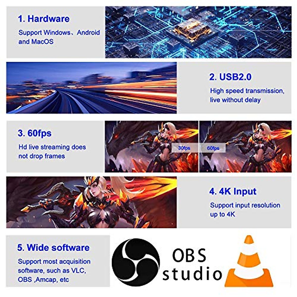 ORIVISION Video Capture Card 4K HDMI Device with Loop Out, Full HD 1080P Game Capture Video Recorder for Live Streaming, Broadcasting or Video Conference,S3/PS4/Xbox One/DSLR/Camcorders