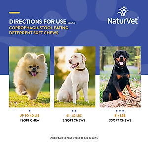 NaturVet – Coprophagia Stool Eating Deterrent Plus Breath Aid – 70 Soft Chews & No Scoot for Dogs - 60 Soft Chews - Supports Healthy Anal Gland & Bowel Function