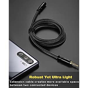 SOLMIMI Headphone Extension Cable (8ft/1.2m) 4 Pole 3.5mm TRRS Male to Female Lossless Stereo Audio Cable Extension Nylon Braid Aux Cord Extension for Headset or Audio Devices –Matte Black