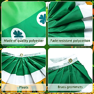 6 Pieces 1.5 x 3 Ft Ireland Flag St. Patrick Day Flag Shamrock Hat Irish Pleated Fan Flag Bunting Patriotic Half Fan Banner Decoration with Grommet for Indoor Outdoor Garden and Home Decorations