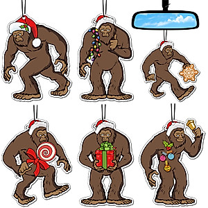 6 Pcs Bigfoot Air Freshener Christmas Bigfoot Sasquatch Gifts Air Freshener Pine Scent Funny Hanging Air Freshener for Father's Day Birthday Christmas Truck Gift Car Accessories