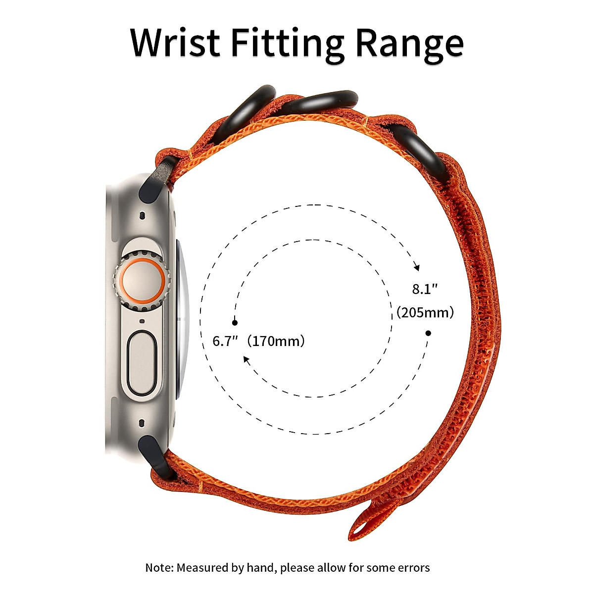 Kawoco Sport Bands Compatible with Apple Watch Ultra Band 49mm 45mm 44mm 42mm, Rugged Adjustable Breathable Braided Leather Combination Strap Men for iWatch Ultra 2 Series 9 8 7 6 5 4 3 SE Orange