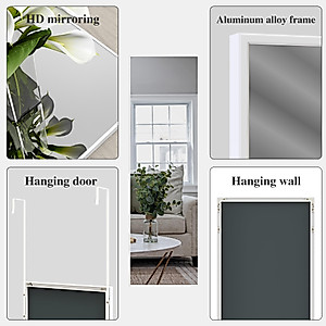 ANYHI Full Length Mirror, 60" x 18" Large Full Body Mirror, Wall Mirror Full Length, Door Mirror Full Length, Gym Mirror for Wall, Standing Floor Mirror, Long Mirror for Living Room Bedroom (White)