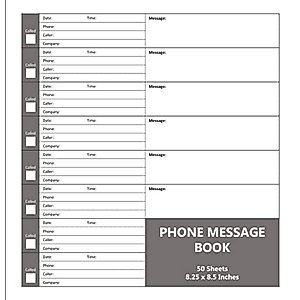 Phone Message Book: Telephone Call Voice Message Log Book, 8 Messages Per Page Notepad, Voice Mail Message Tracker Record Pad For Small Business, 50 Sheets, Double-Sided, 8.5 x 8.25 Inches