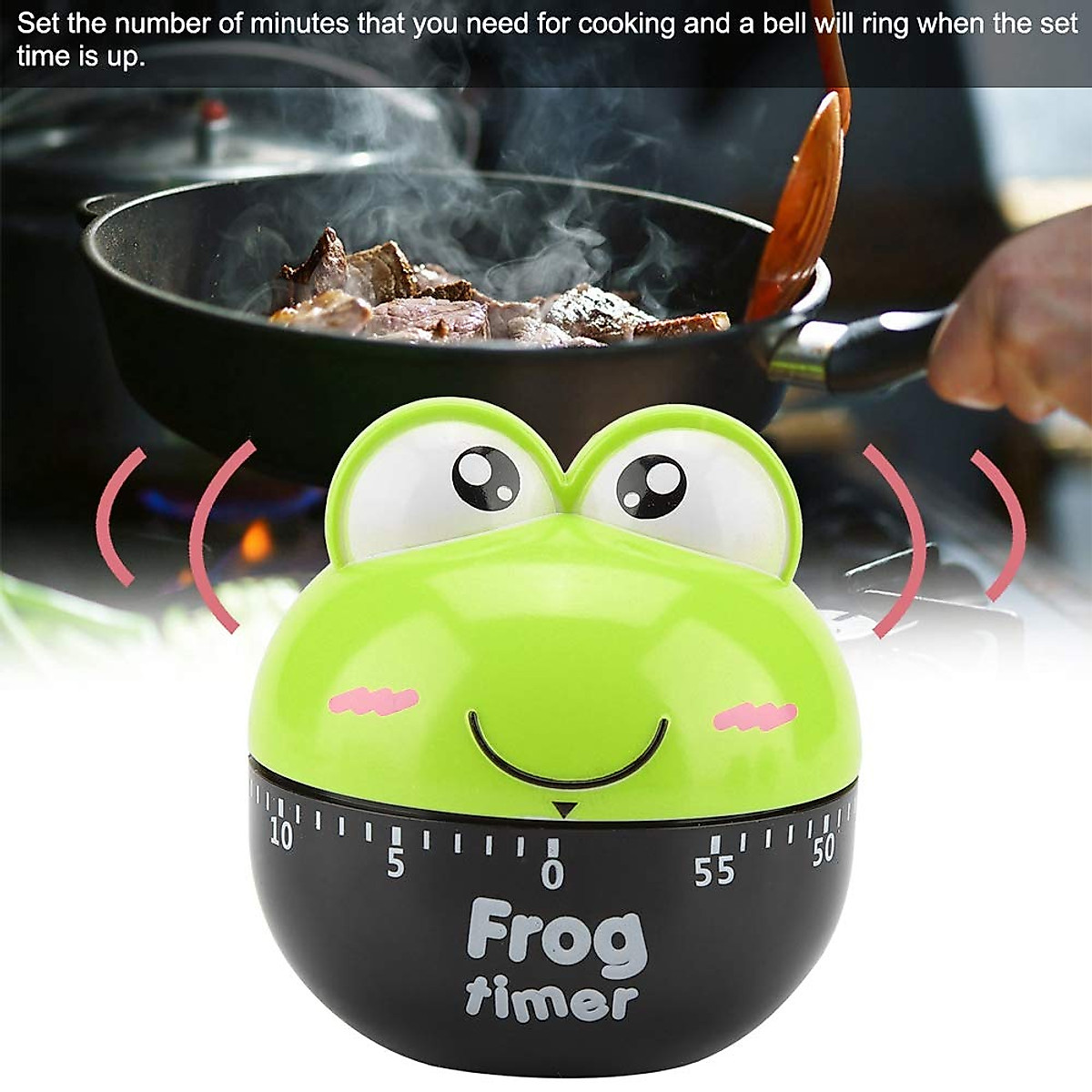Kitchen Timer Cartoon Animal Shape Kitchen Timer Mechanical Counters Clock for Cooking Timing Tool (Green)