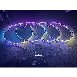 Sando Tech Dream Chasing Colors Flow 15.5‘’ LED Wheel Ring Lights Rim Lights Tire Lights Blue-Tooth App Controlled 4 Lights