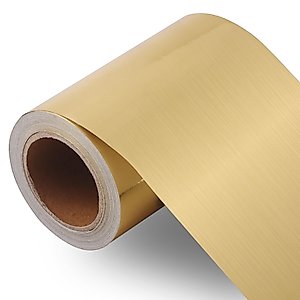 Peel and Stick Brushed Gold Wallpaper Border, Removable PVC Waterproof Wallpaper for Mirror Frame, Kitchen Tiles, Cabinet, and Home Décor (32.8ft x 3.9inch)