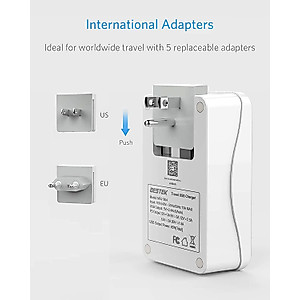 BESTEK International Travel Adapter, 3000W Converter Travel Adapter for Hair Dryer, Curling Iron USB Travel Wall Charger with Worldwide Wall Plugs for US, EU(PD35W,1004, White)