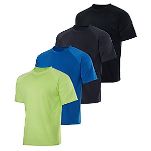 4 Pack Rash Guard for Men Swim Shirts Mens Short Sleeve Sun Shirt SPF Uv Protection Swimming Rashguard Water Swimwear Pool UPF 50