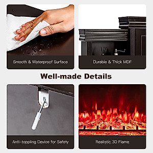 Tangkula 70" Mantel Fireplace TV Stand, 750W/1500W Electric Fireplace Heater Insert Cabinet w/Remote Control, 1-8H Timer, 5-Brightness & 3-Color Flame, Media Console Center w/Open Shelves (Espresso)