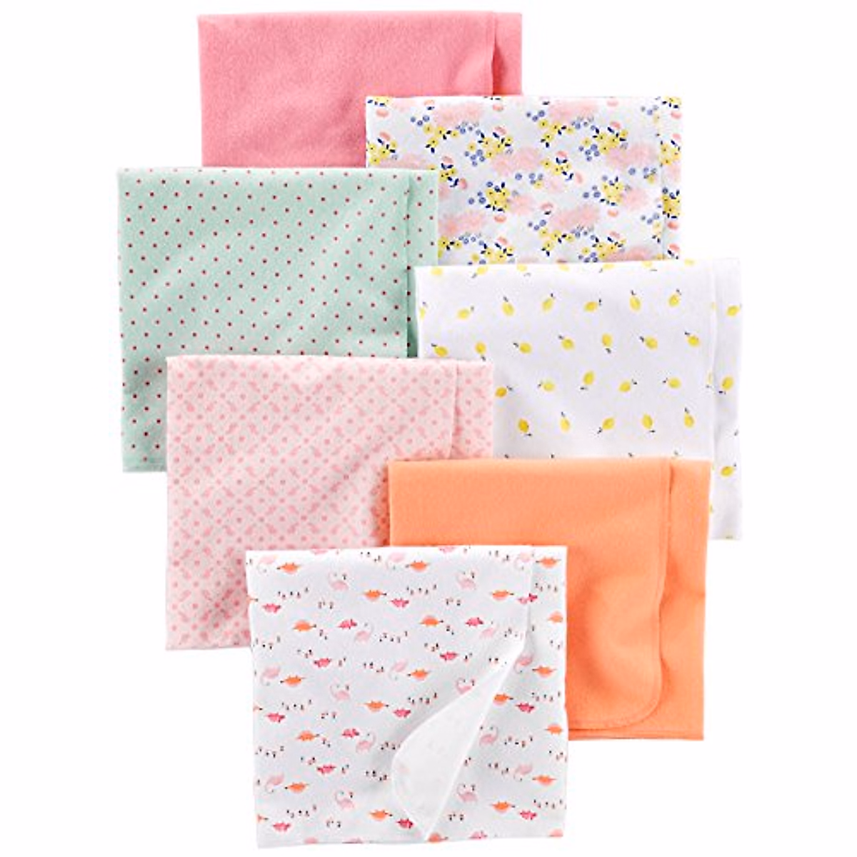 Simple Joys by Carter's Unisex Babies' Muslin burp cloths, Pack of 7, Multicolor/Dinosaur/Dots/Floral/Lemon/Turtle, One Size
