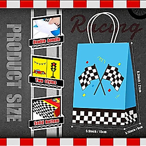 24 Pieces Race Car Party Bags Race Car Party Supplies Goodie Gift Bags Treat Bags with Handles for Checkered Flag Birthday Race Car Theme Party Decorations Boy Gifts