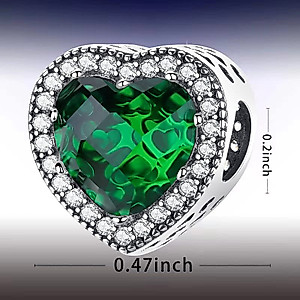 LNQOBU Charms for Bracelet 925 Sterling Silver Dangle Pendant Bead Heart Shaped Round Charms for Woman Girl Bracelets and Necklaces