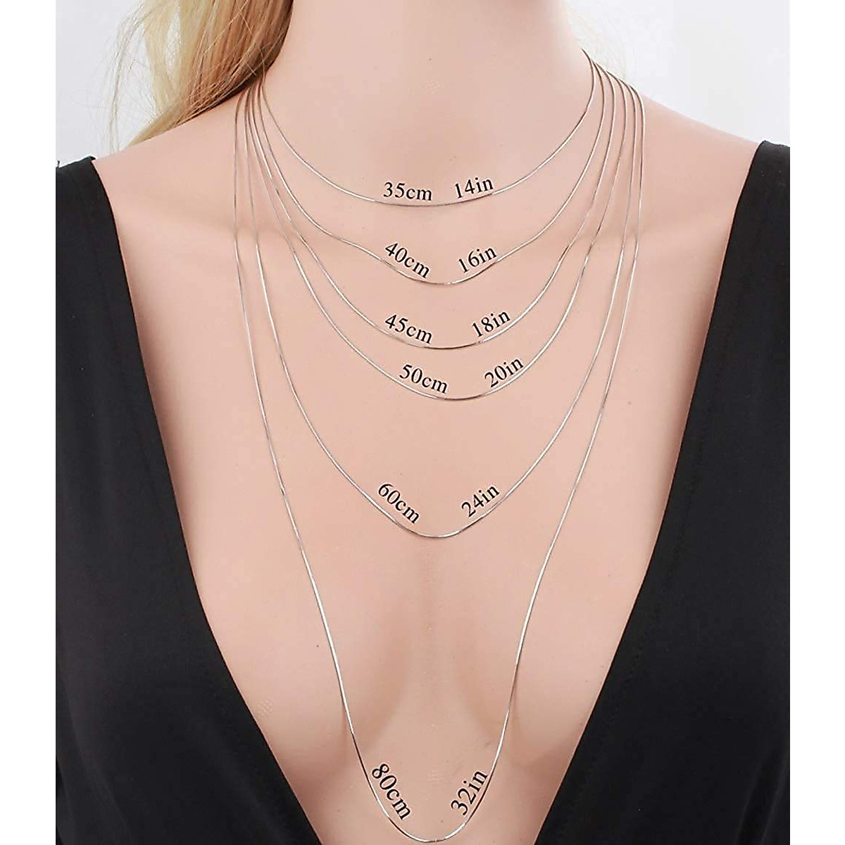 MILACOLATO 925 Sterling Silver Chain Necklace for Women Men 1MM Solid Round Snake Chain Necklace Rhodium Plated Durable Italian Silver Necklace Chain Jewelry - Lobster Clasp - 18"