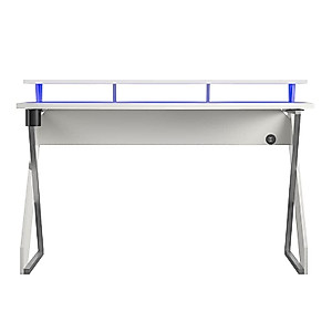 NTENSE Xtreme Riser, Ergonomic, Home Office, Work Table, Computer, Gaming Room Desk, Monitor Stand, Cup Holder, Headphone Hook, White